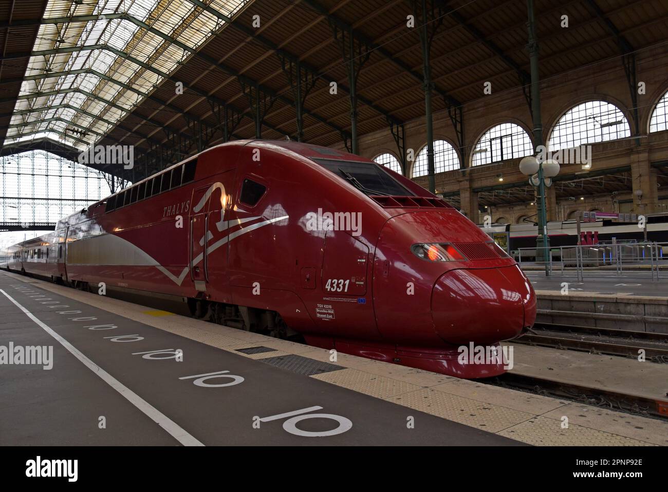 Thalys high speed train at Gare Du Nord railway station, Paris, France ...