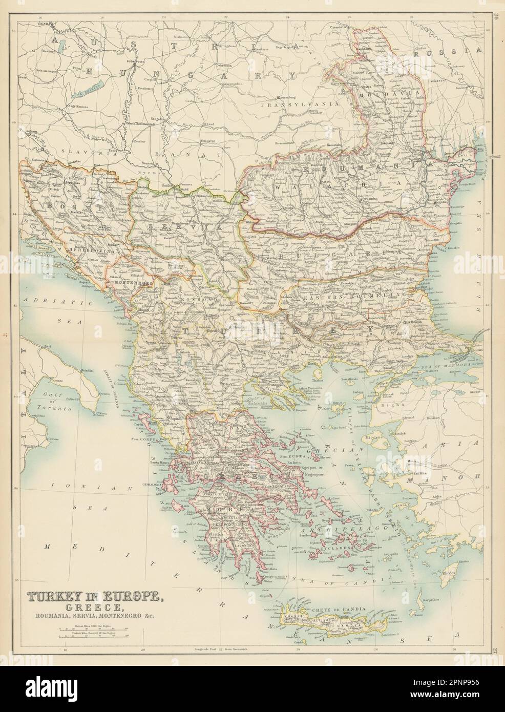 Balkans. Eastern Roumelia. Roumania Servia Bulgaria Greece. BARTHOLOMEW ...