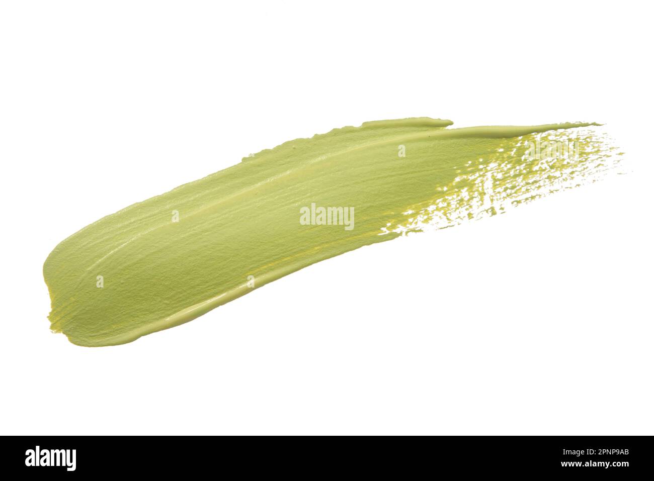 Acrylic green paint brush track blank art isolated on the white ...