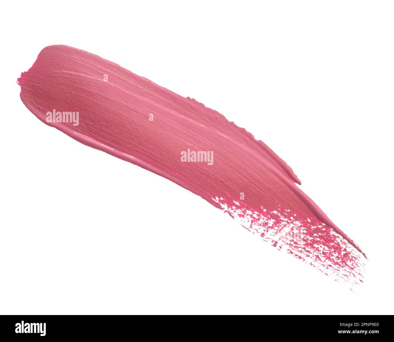 Acrylic pink paint brush track blank art isolated on the white ...