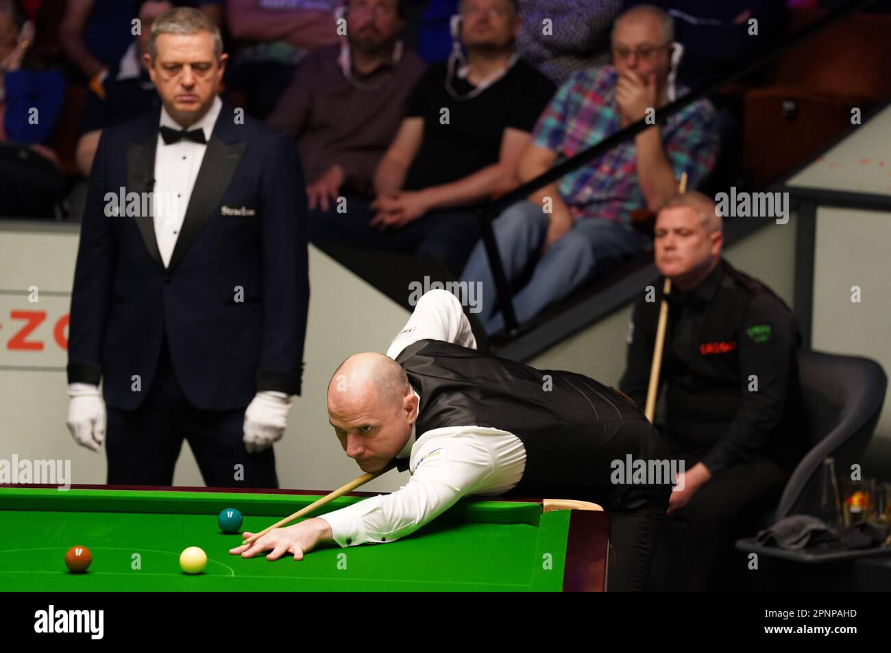 Joe Perry at the table against Robert Milkins during day six of the ...