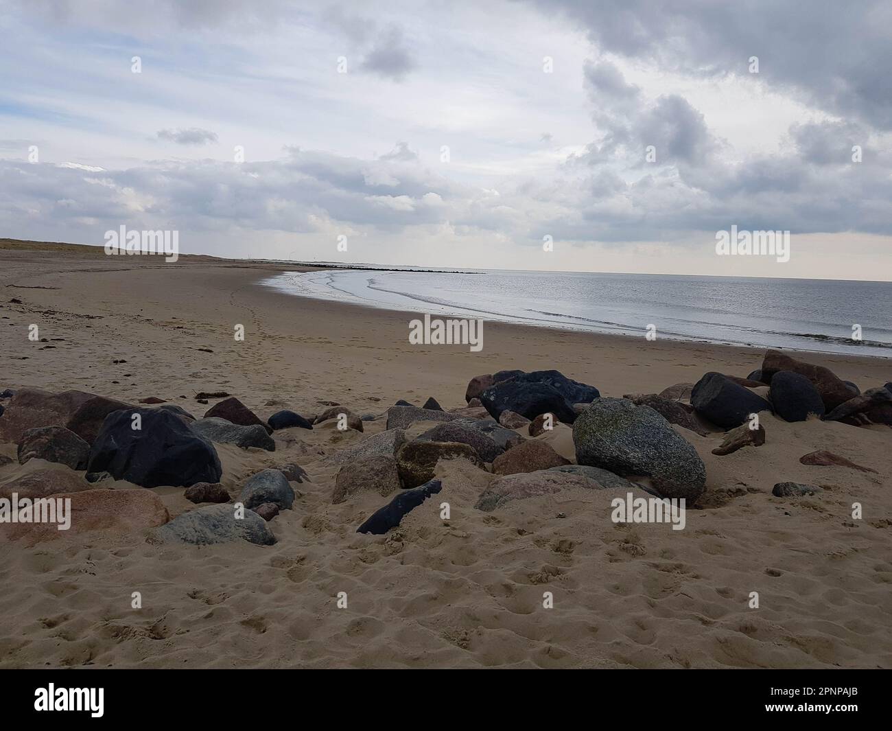 the endless beach at the northern sea Hvidbjerg Stranden Blavand ...