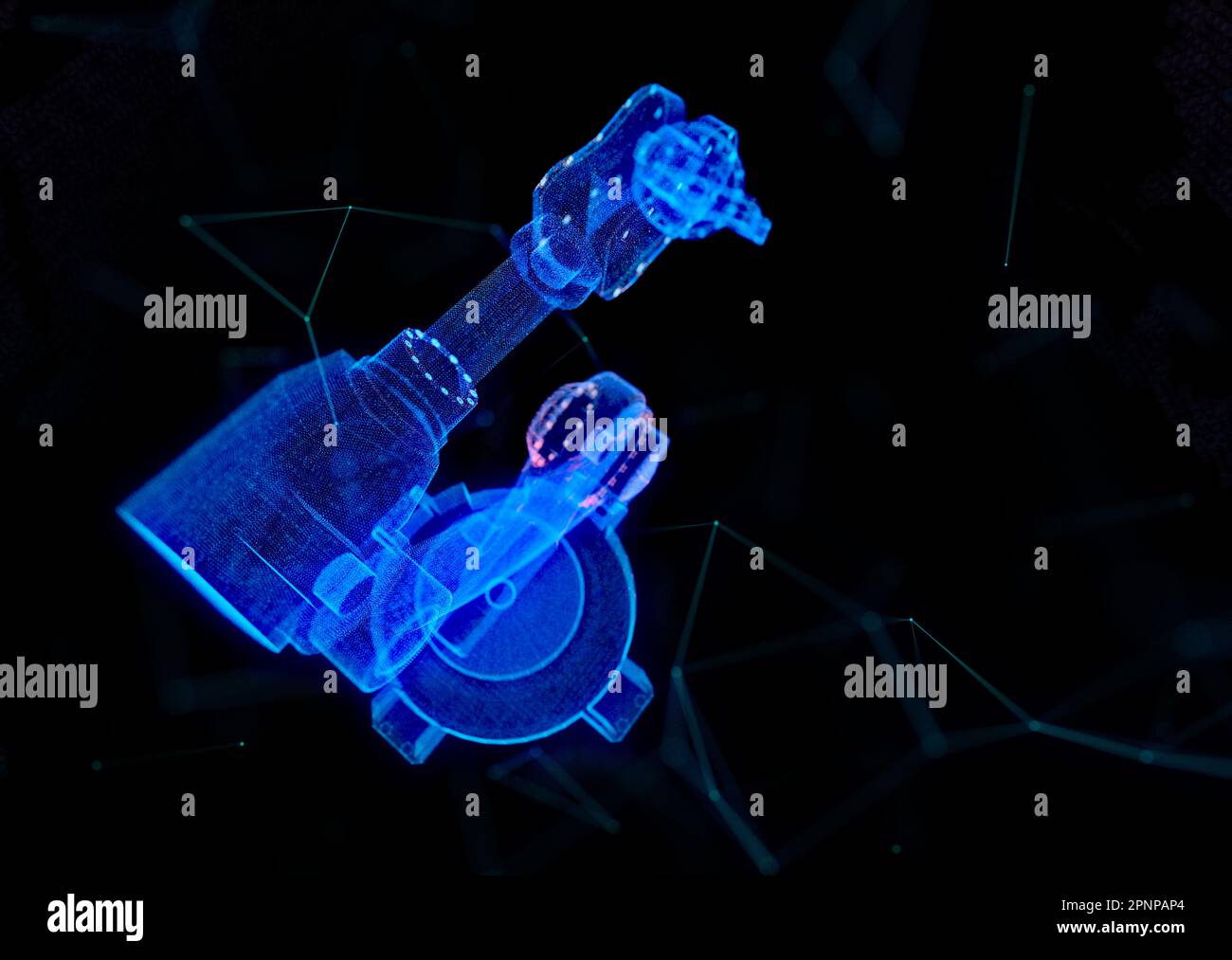 Industrial robot. Digital technology visualization of 3d Stock Photo ...