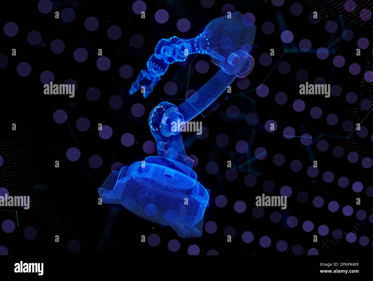 Industrial robot. Digital technology visualization of 3d Stock Photo ...