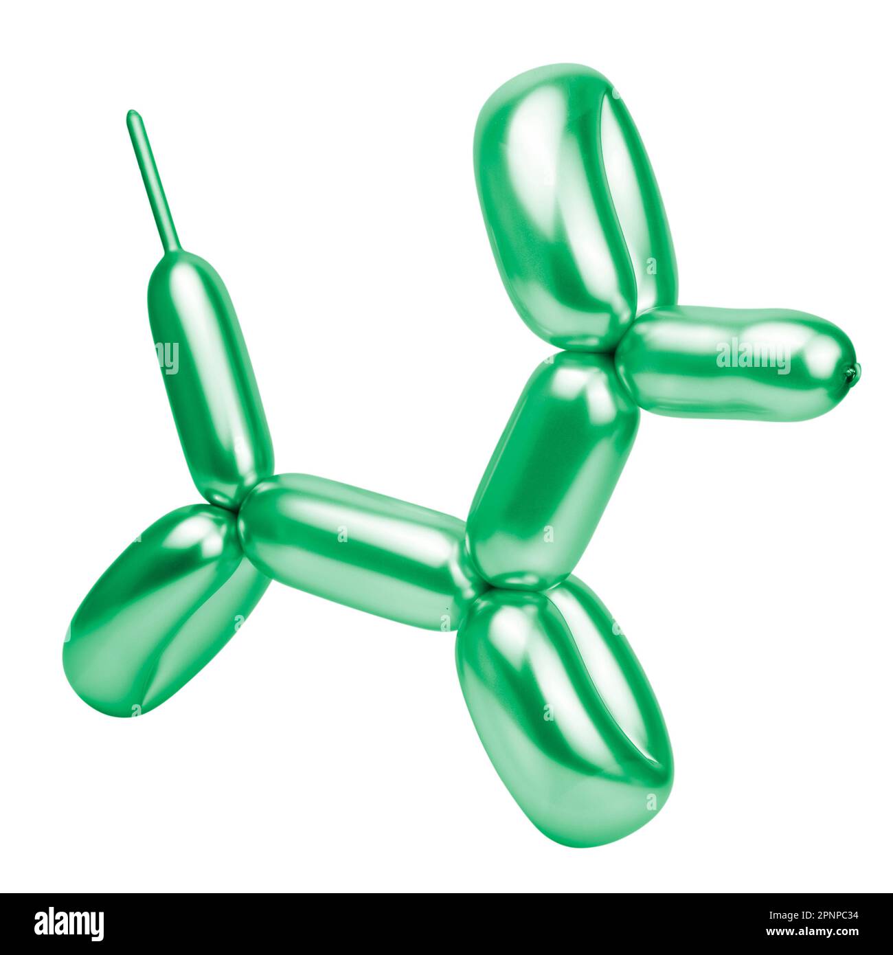 Bright green balloon dog figure isolated on the white background Stock ...