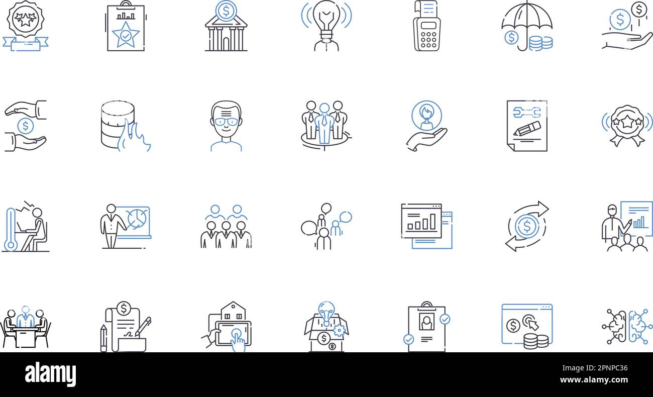 Fiscal management line icons collection. Budgeting, Forecasting, Accounting, Auditing, Analysis ...