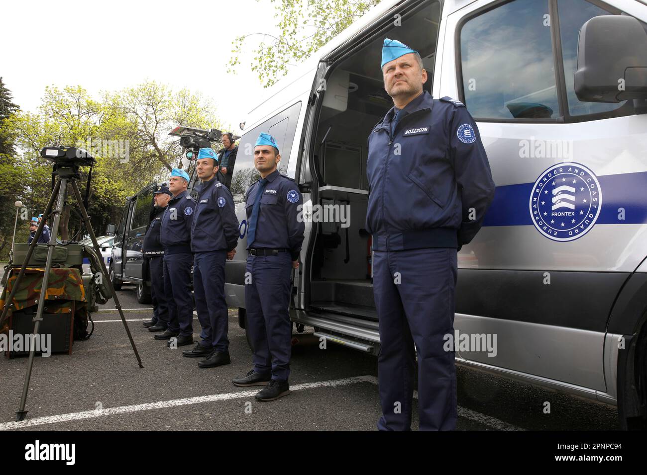 Frontex Standing Corps are lined up during the official launch of the ...