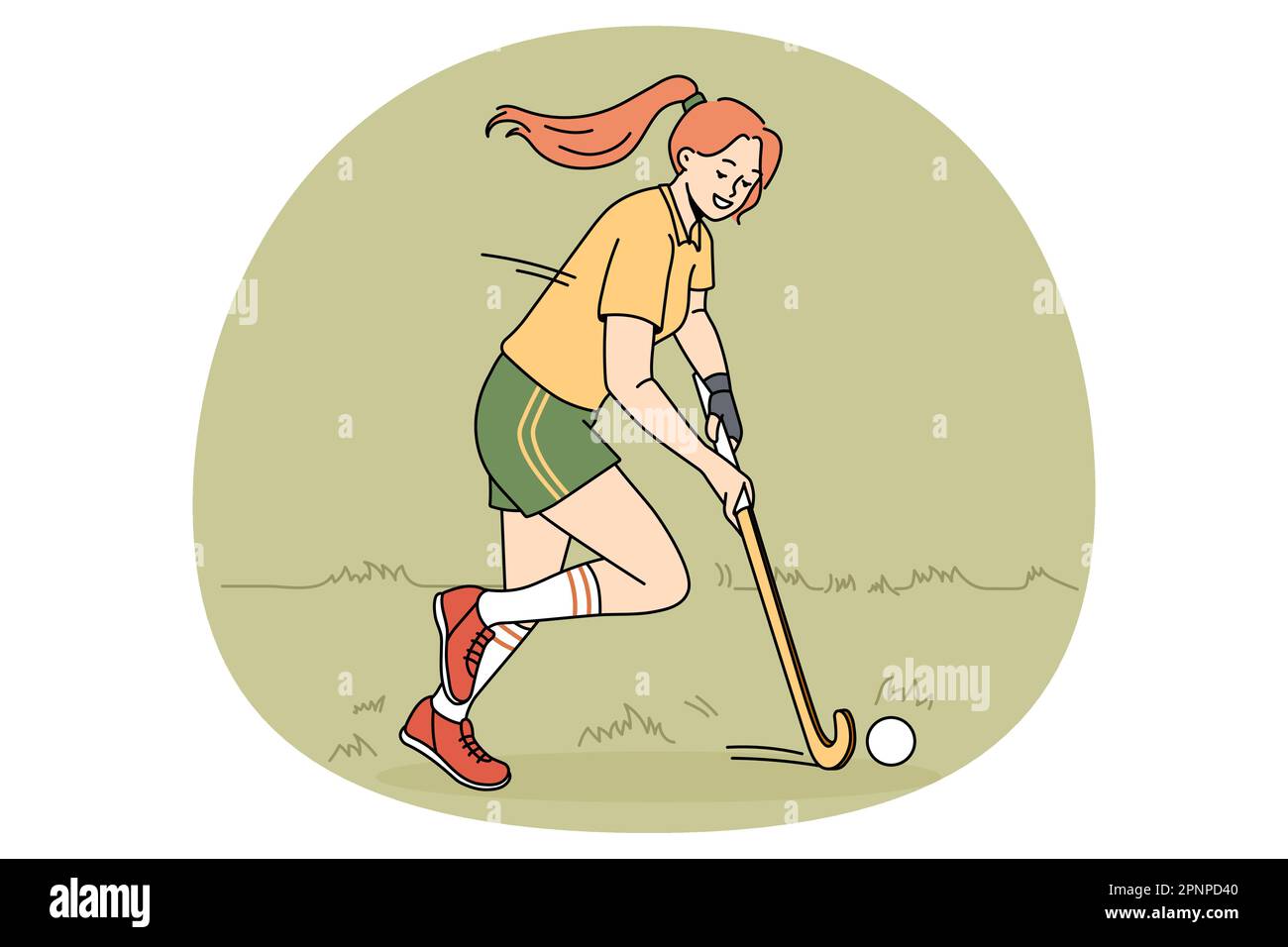 Playing golf and sport concept. Smiling teen girl playing golf with ...