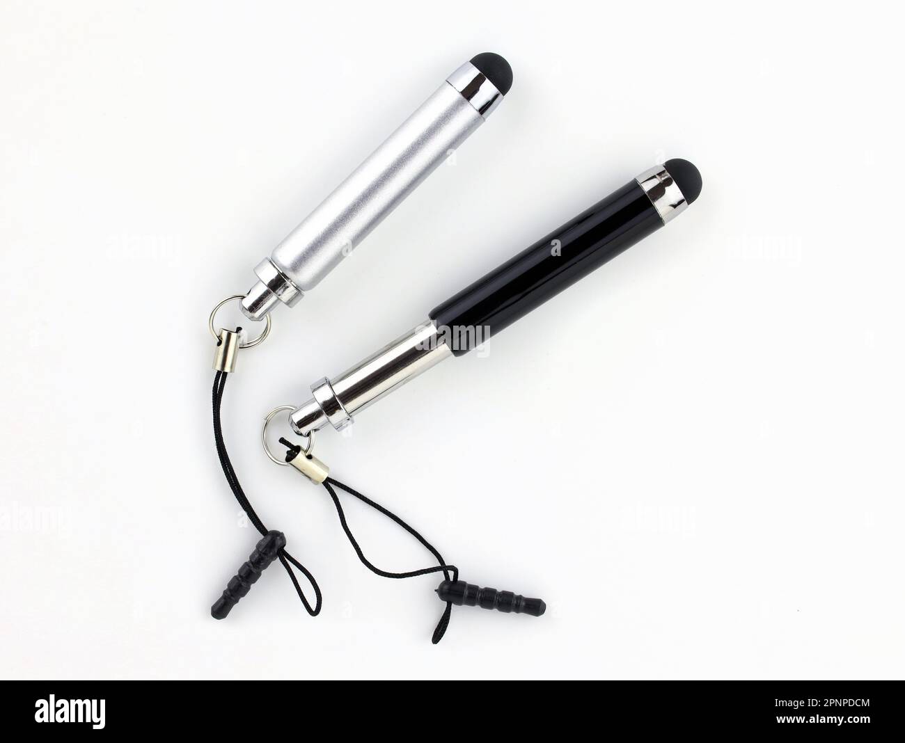 Mini stylus for capacitive screens on a white background. Gray and ...