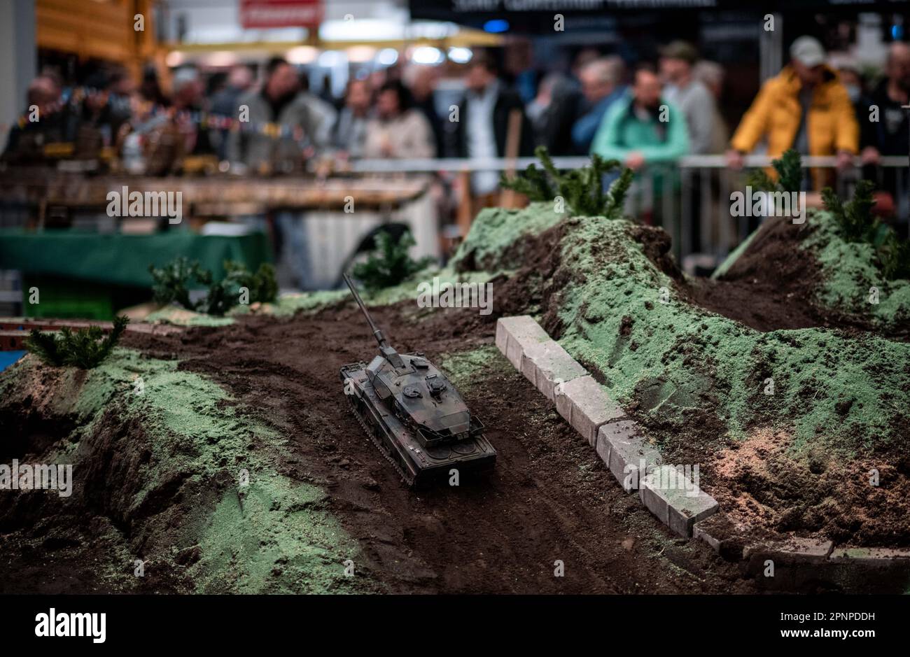 Dortmund, Germany. 20th Apr, 2023. A remote-controlled model of a tank ...