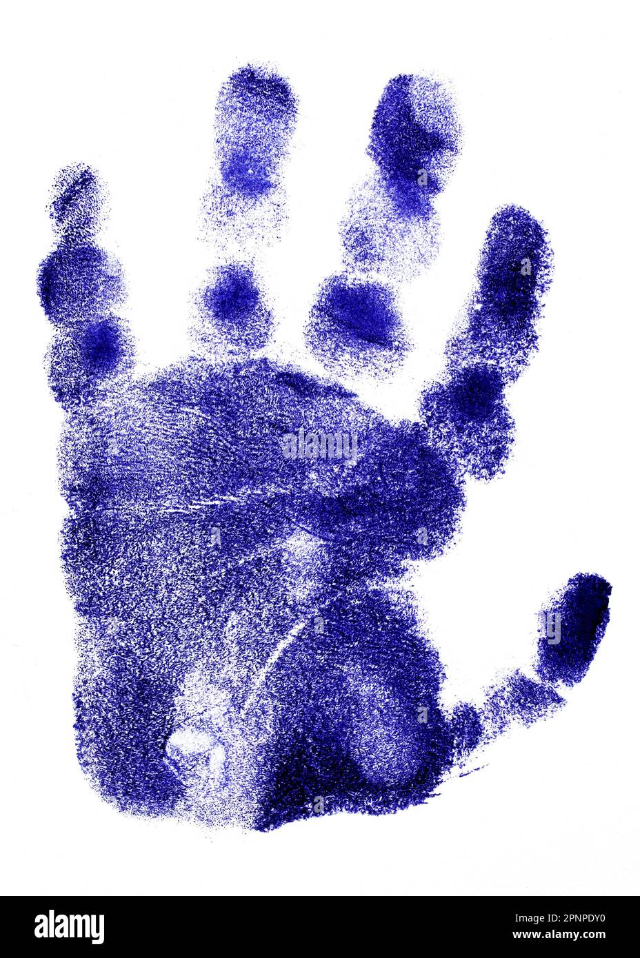 Purple imprint of a child's palms. Close up of colored hand print on ...