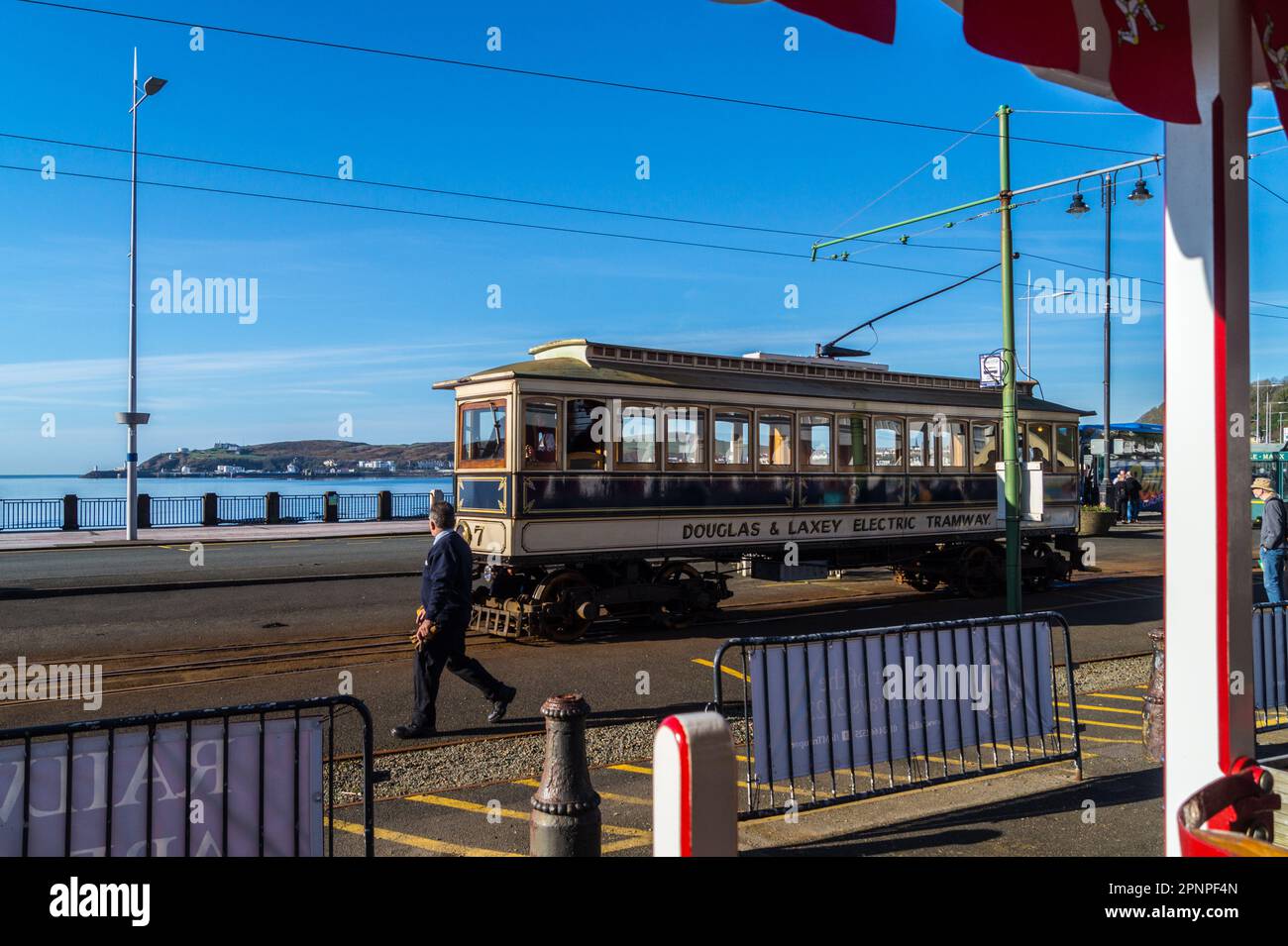 Manx Electric Railway train and carriage, Douglas, Isle of Man Stock ...