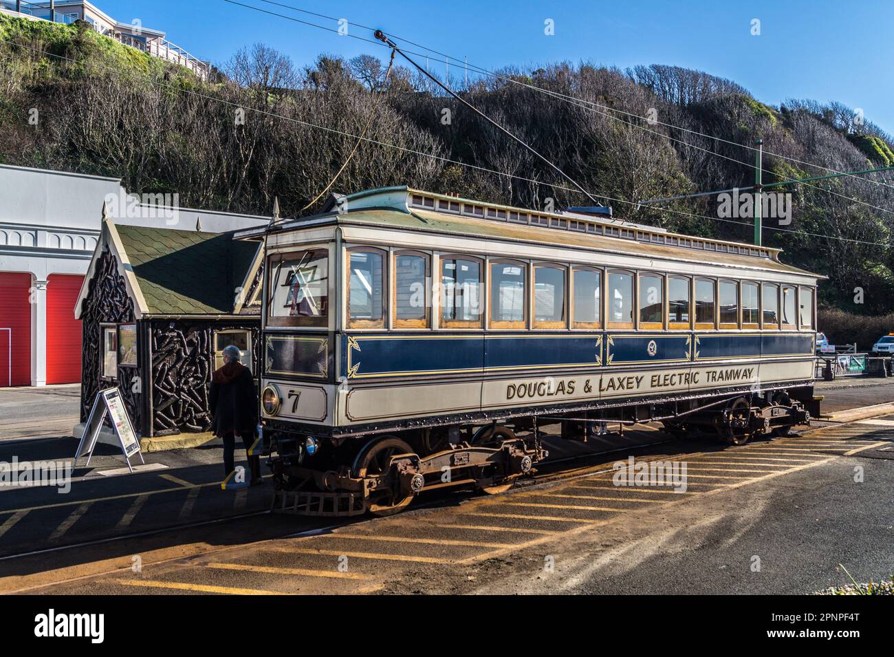 Manx Electric Railway train and carriage, Douglas, Isle of Man Stock ...