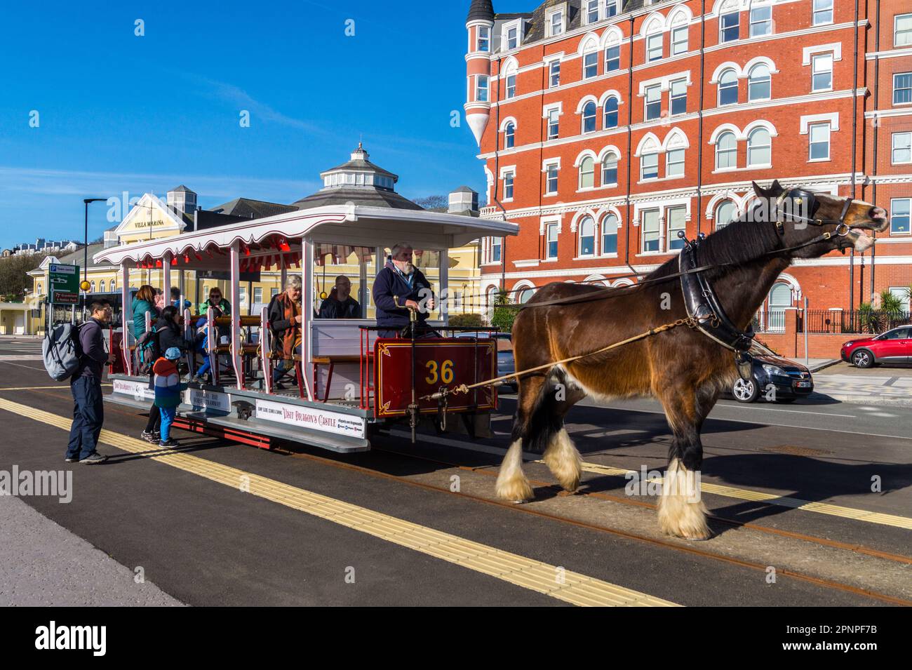 Horse Tram, horse-drawn passenger tram, Douglas, Isle of Man Stock ...