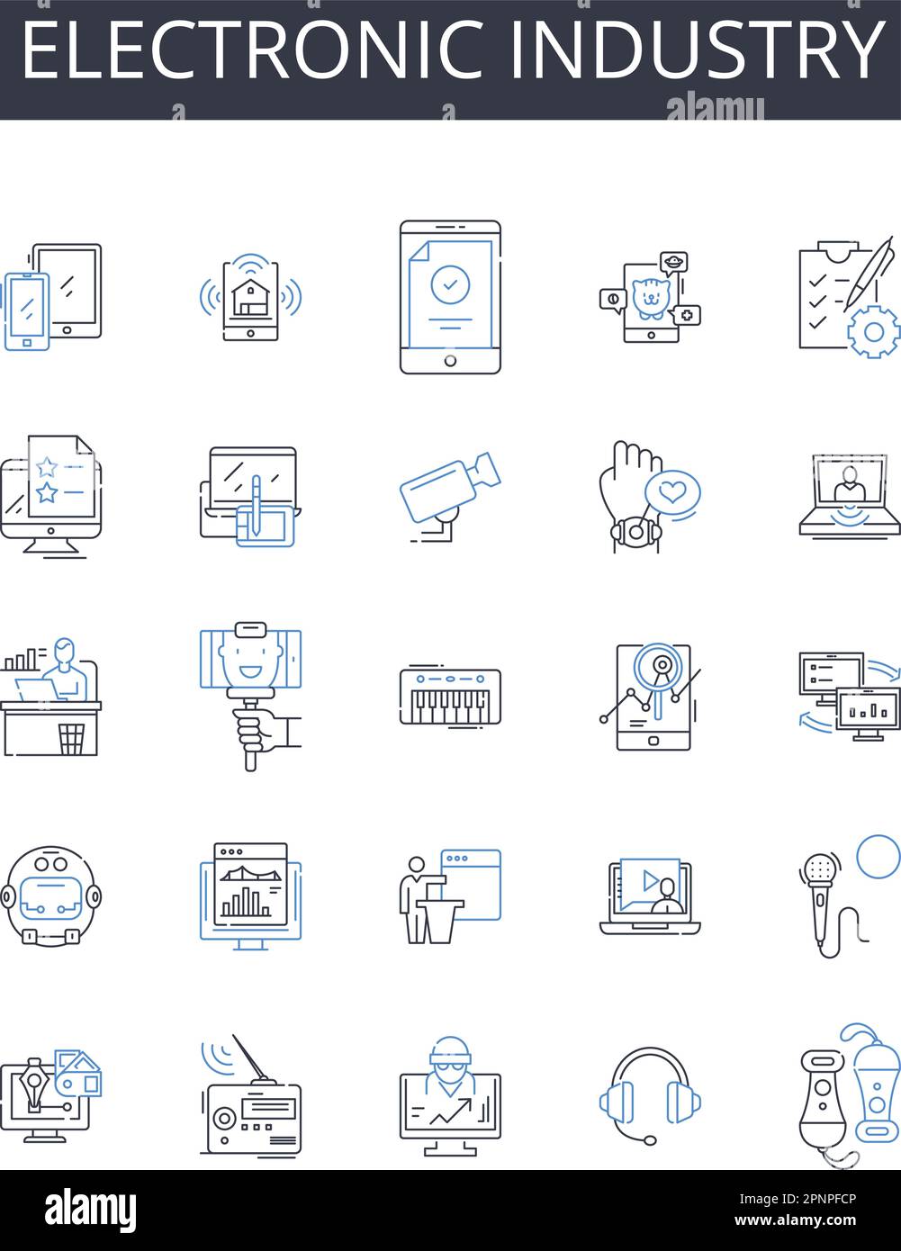 Electronic industry line icons collection. High-tech industry ...