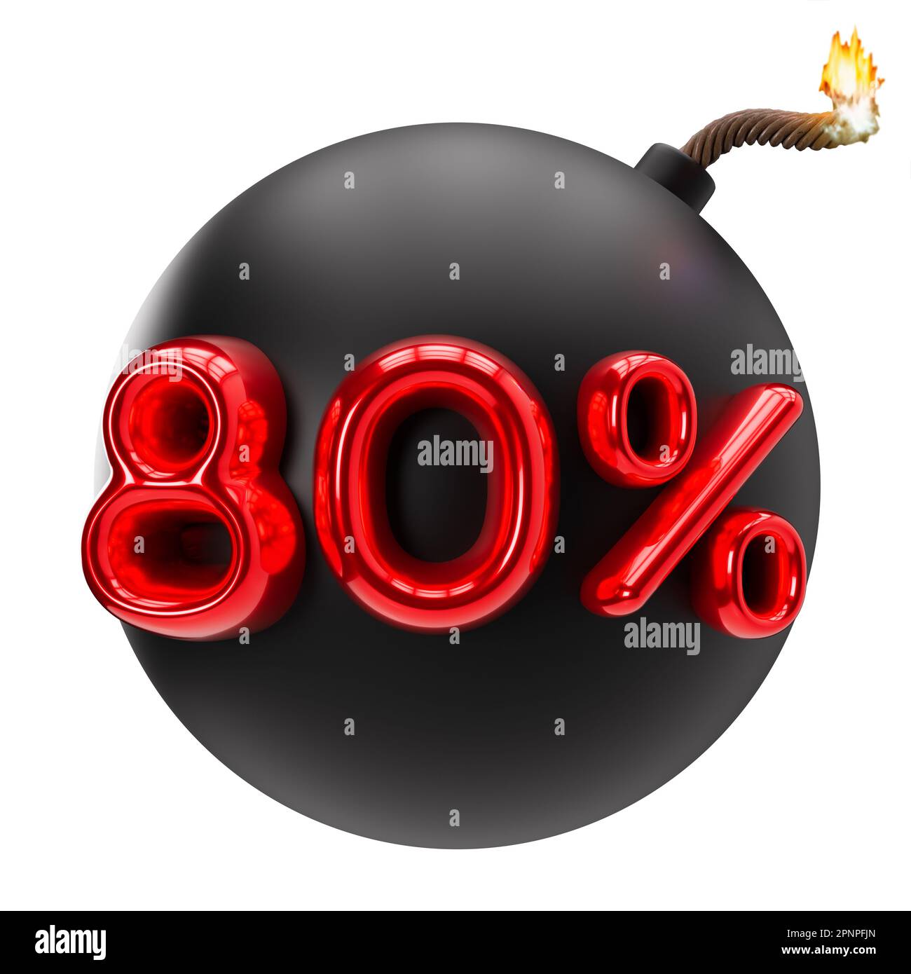 80 percent discount 3D illustration isolated on white background. Sale ...