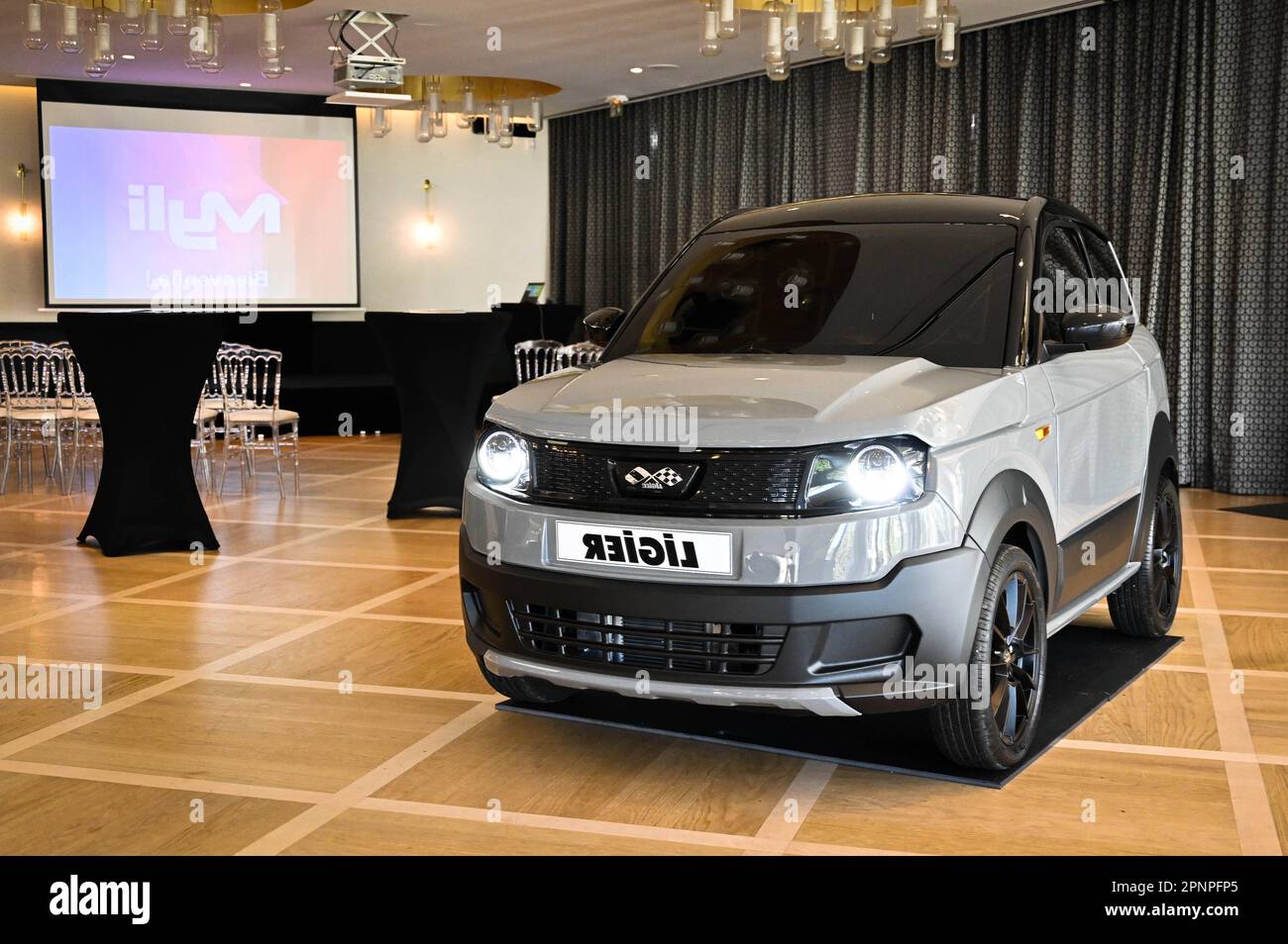 Paris, France. 20th Apr, 2023. Illustration of the Myli by Ligier, the ...