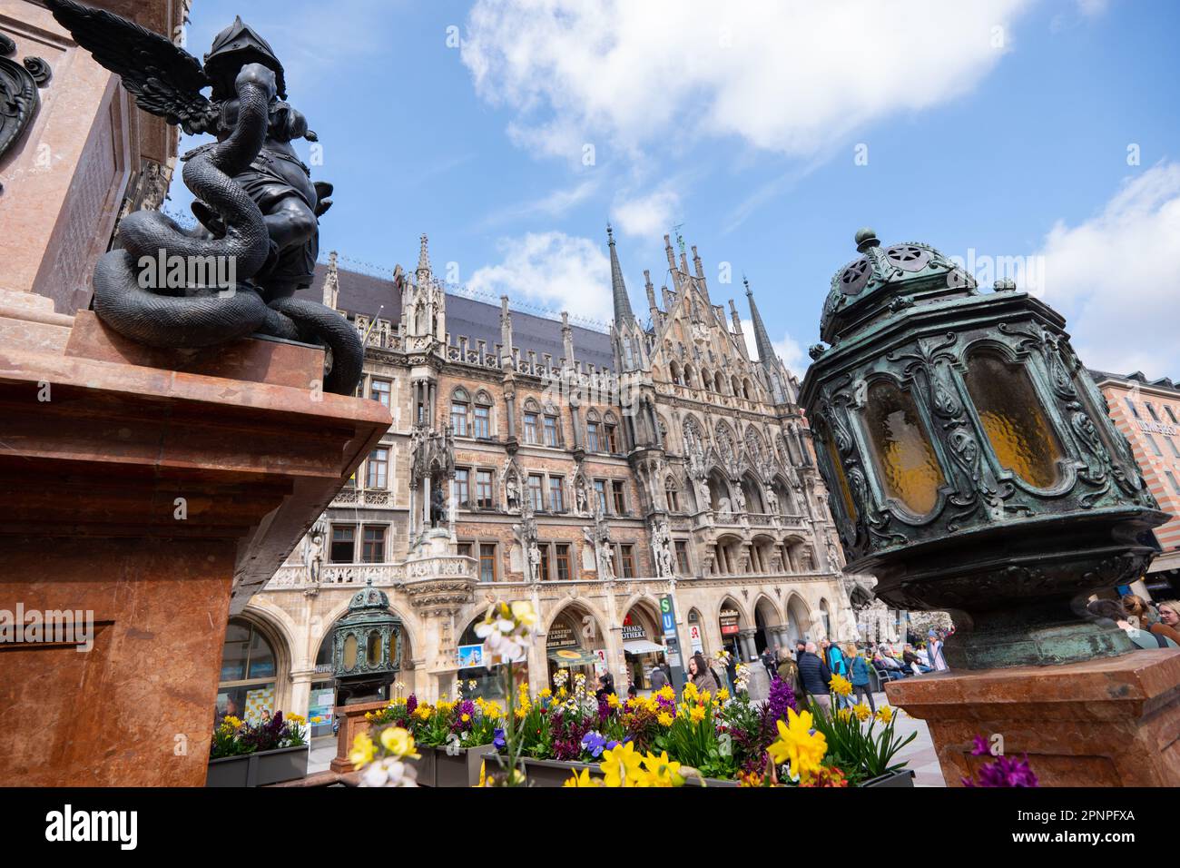 New city hall in Marienplatz in central Munich . Munich , Germany ...