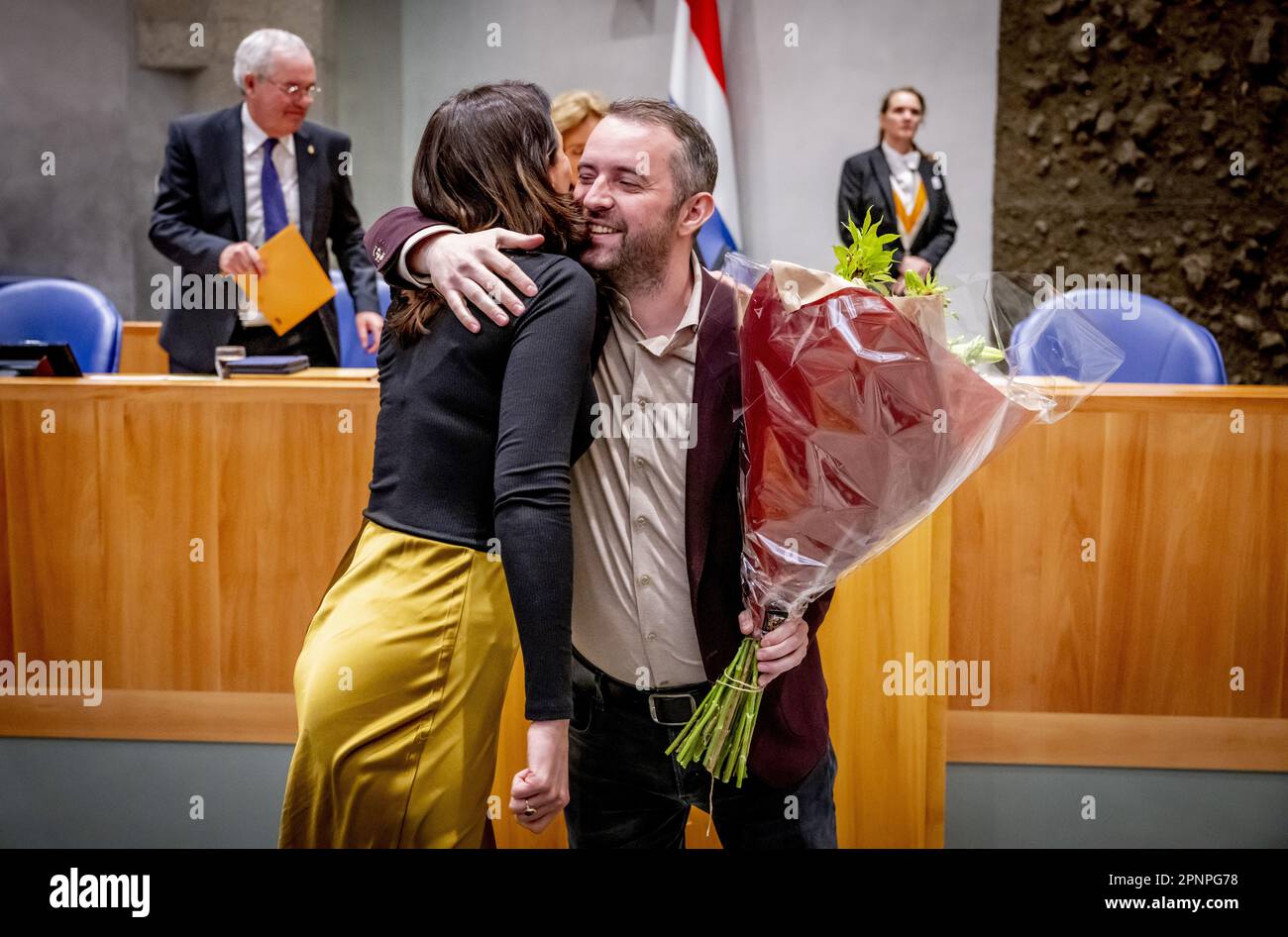 THE HAGUE - Jimmy Dijk of the SP is congratulated after being sworn in ...