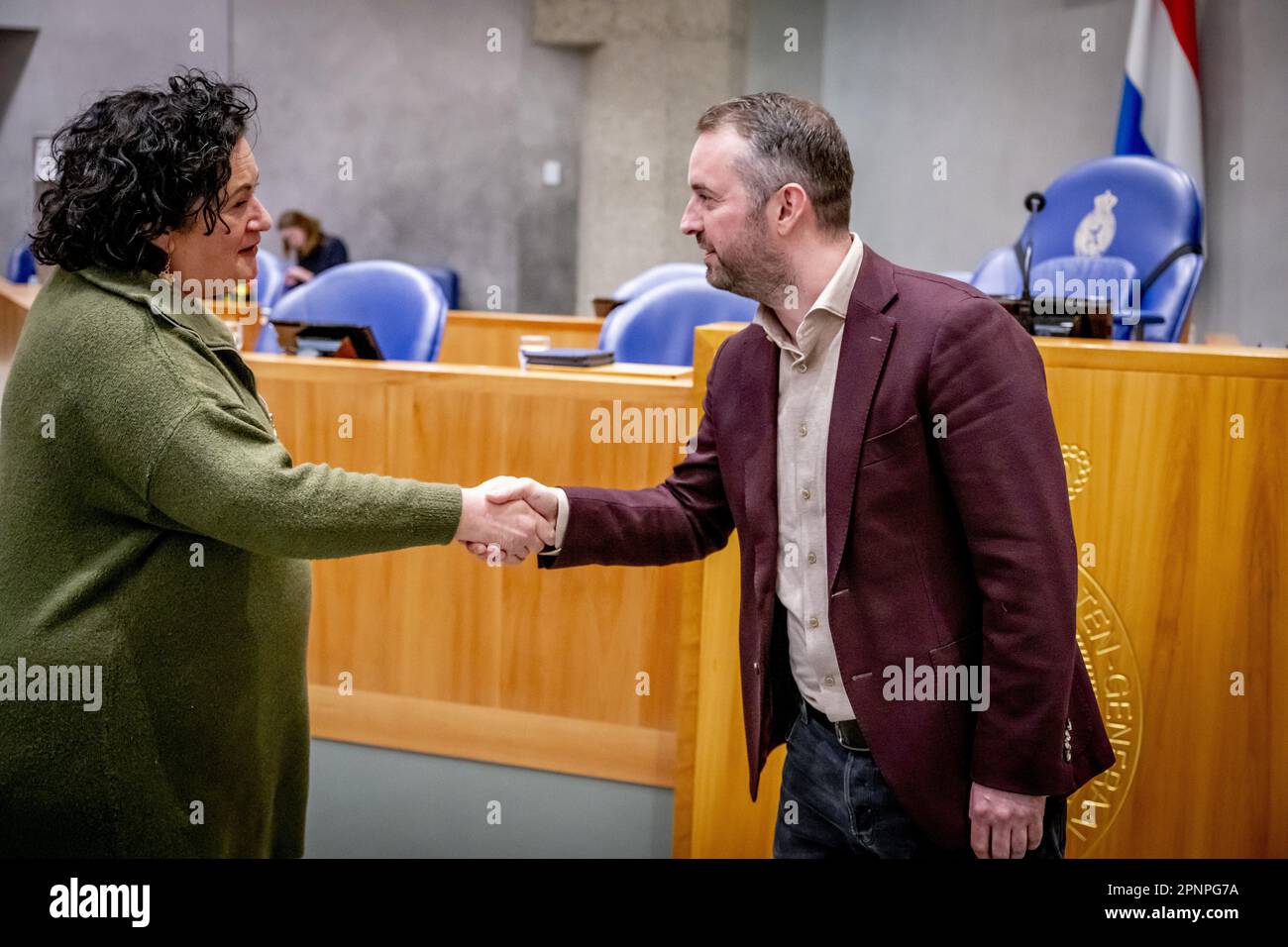 THE HAGUE - Jimmy Dijk of the SP is congratulated after being sworn in ...