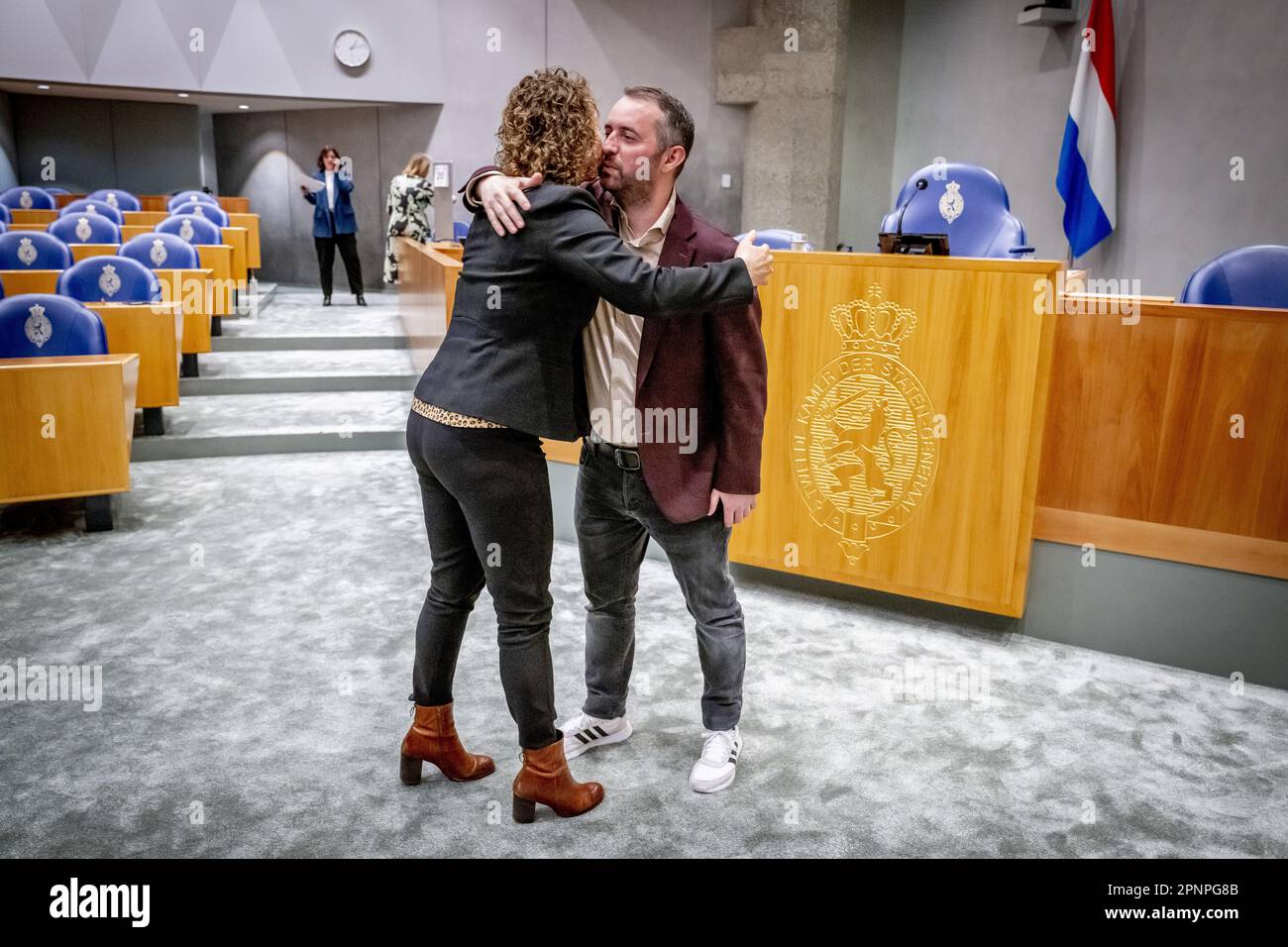 THE HAGUE - Jimmy Dijk of the SP is congratulated after being sworn in ...