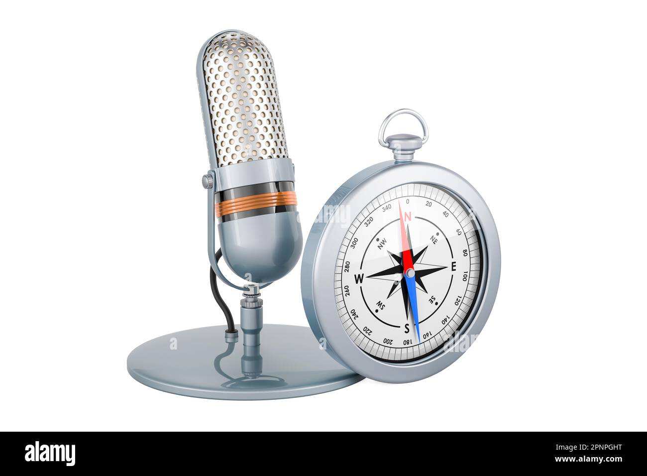 Microphone with compass, 3D rendering isolated on white background ...