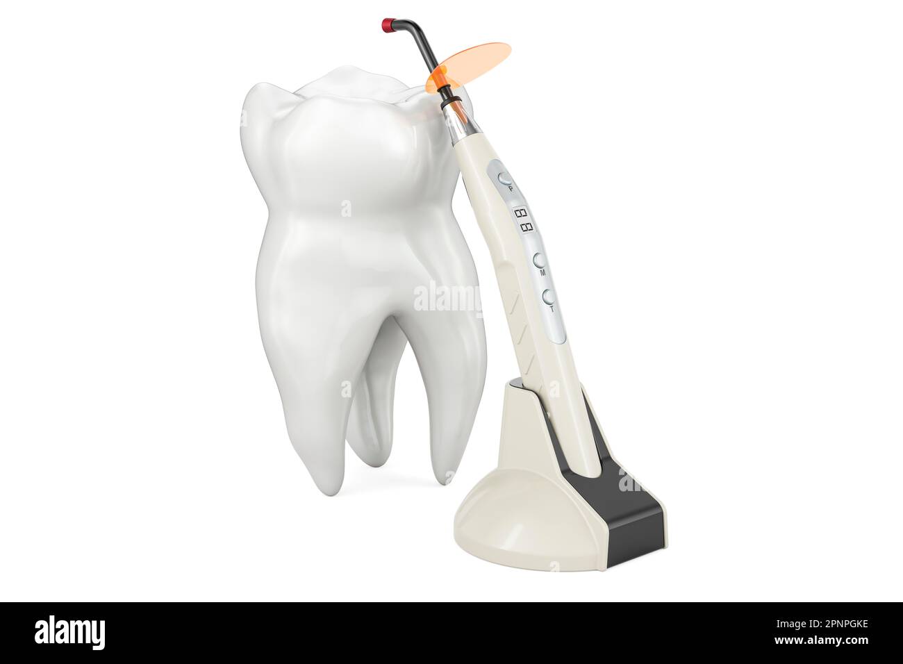 Photopolymer lamp with tooth, 3D rendering isolated on white background ...