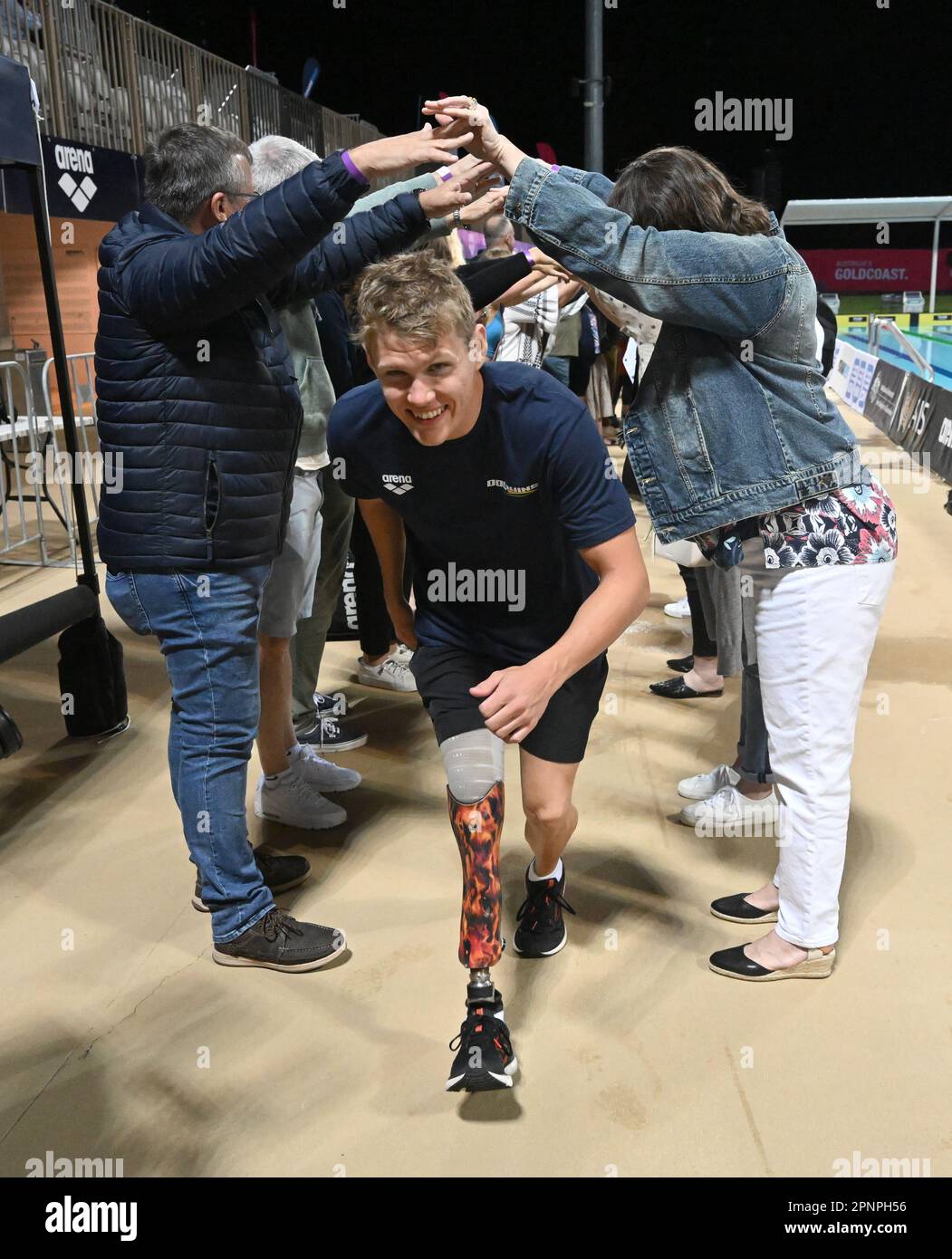 Timothy Hodge (centre) is congratulated after being named in the 2023 ...