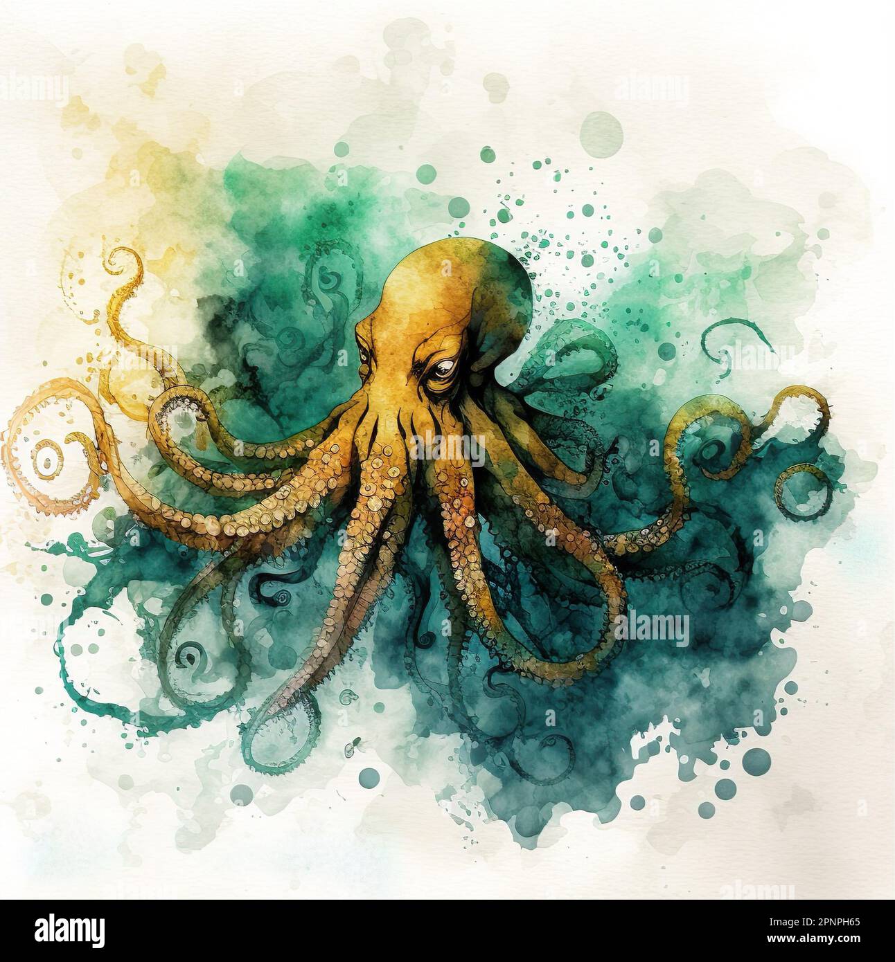 Watercolor Octopus Painting