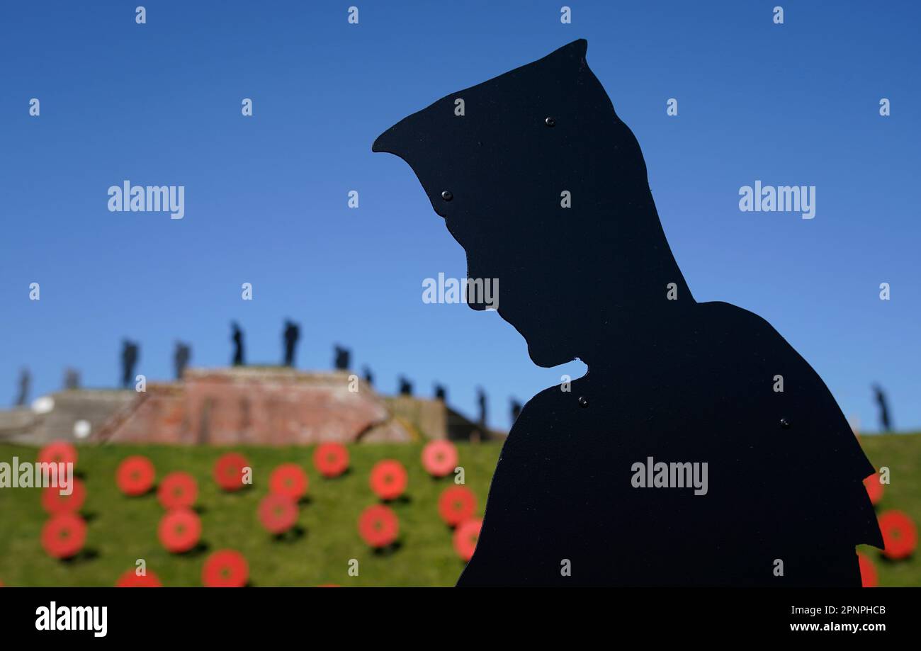 A view of silhouettes which are part of the Standing With Giants art ...