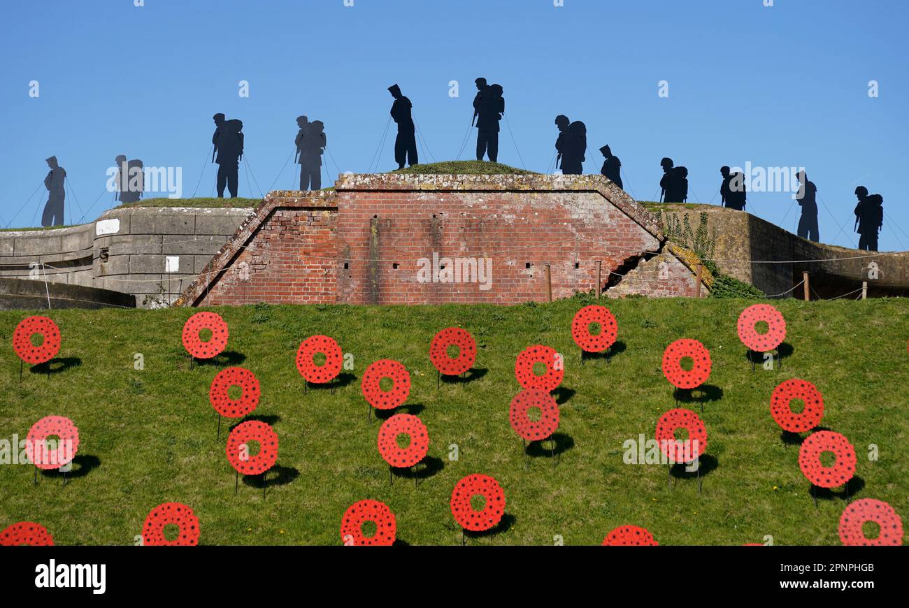 A view of silhouettes which are part of the Standing With Giants art ...