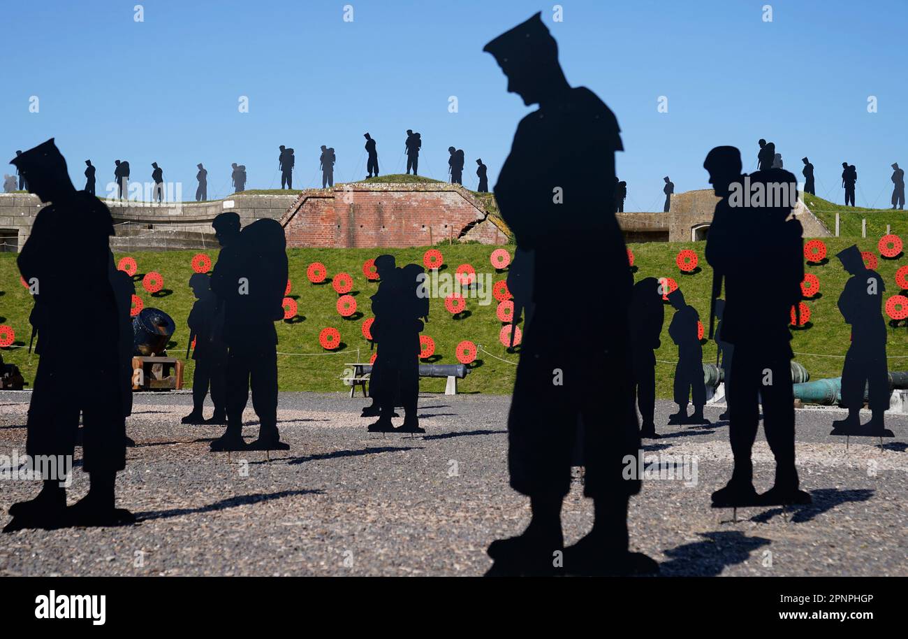 A view of silhouettes which are part of the Standing With Giants art ...