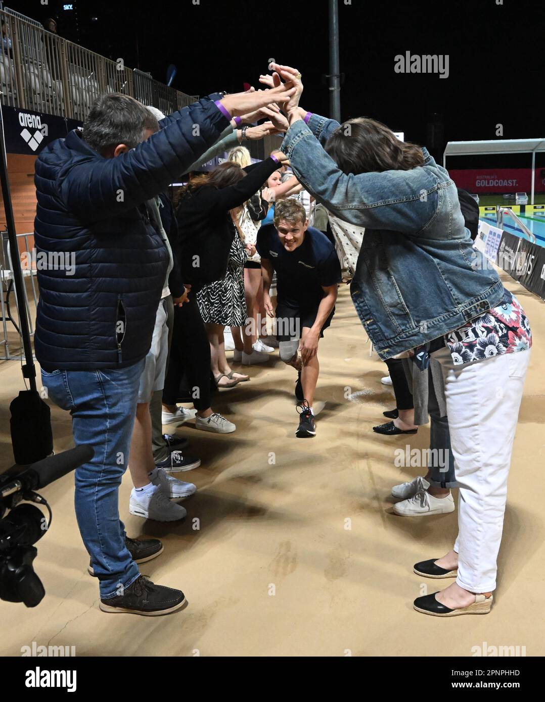 Timothy Hodge (centre) is congratulated after being named in the 2023 ...