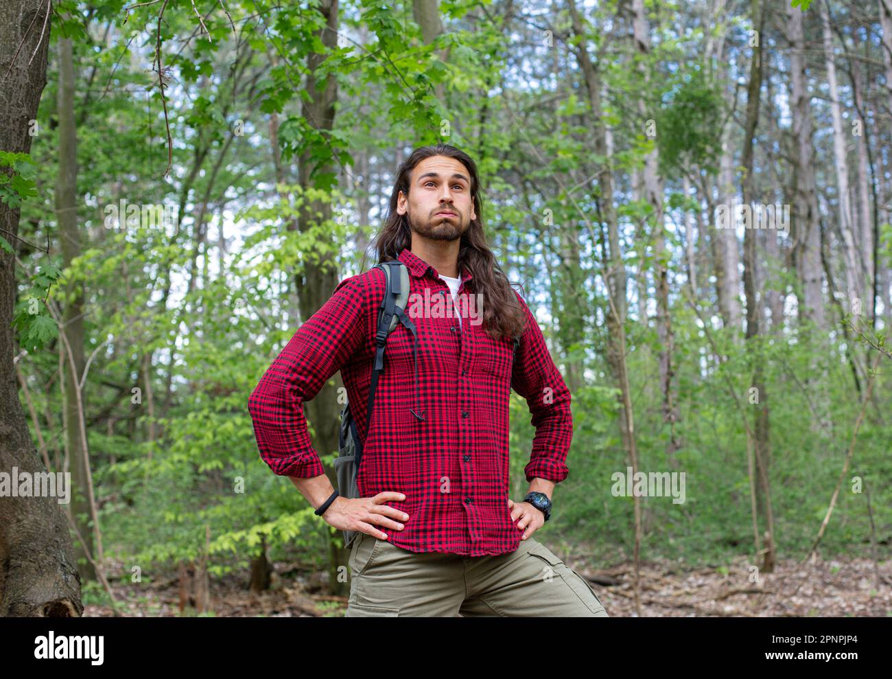 Man in nature walking yellow hi-res stock photography and images - Alamy
