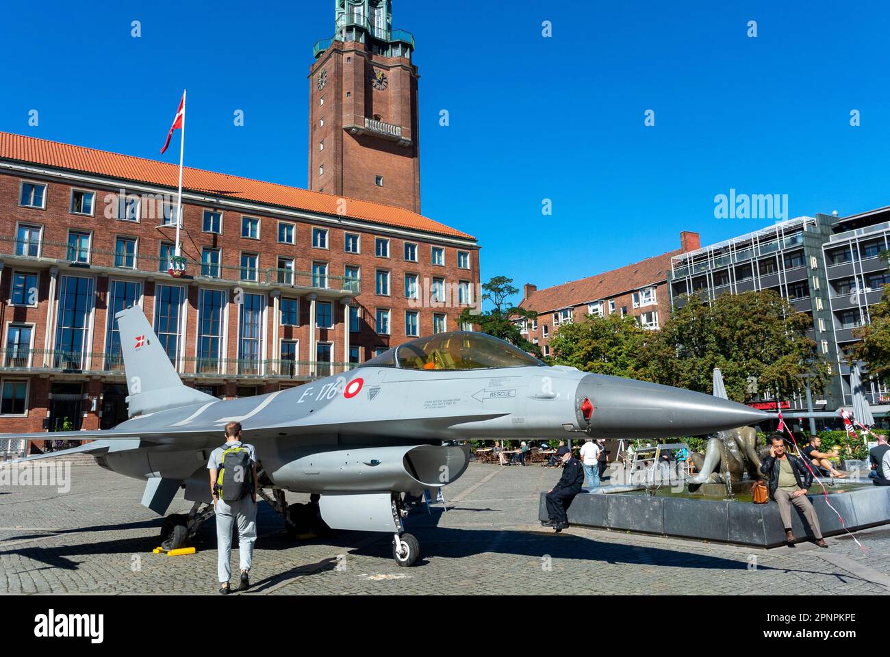 Copenhagen, Denmark, F-16 Fighter Jet, on Display on Town Square, City ...
