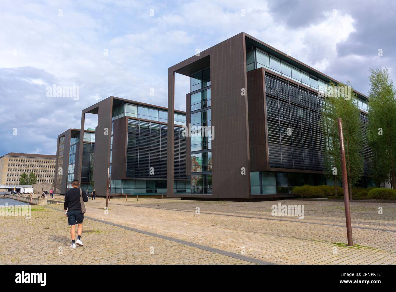 Copenhagen, Denmark, Man Walking Waterfront Harbor, Urban Project ...