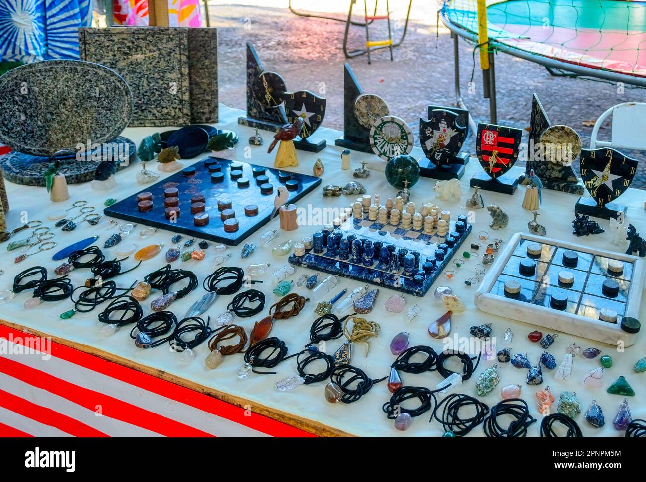 Rio de Janeiro, Brazil - April 4, 2023: Brazilian souvenirs exhibited ...