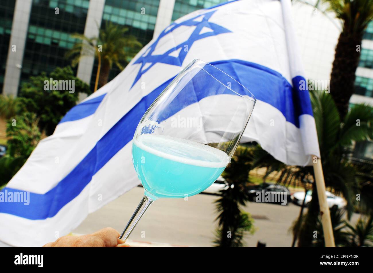 Israel Flag - Independence day celebration with blue drink Stock Photo ...