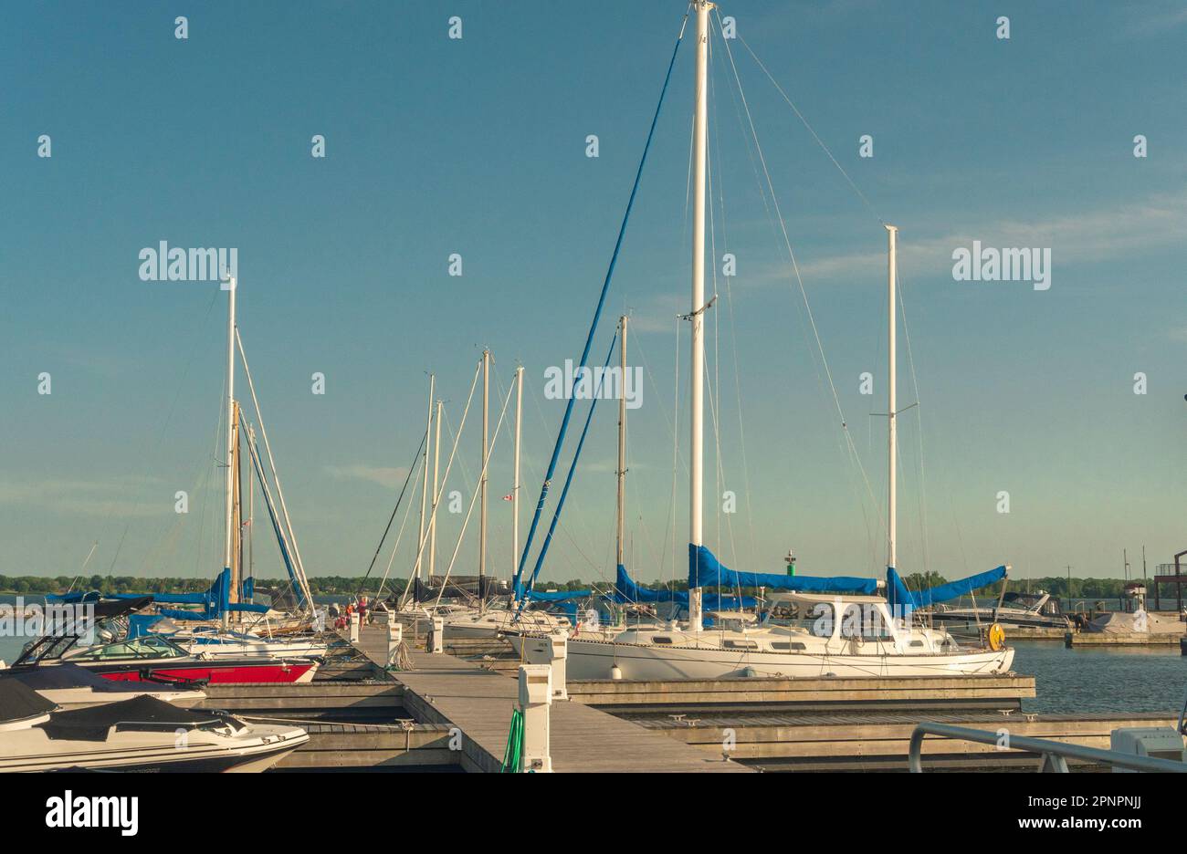 In the evening, sailing yachts are moored in the bay Stock Photo - Alamy