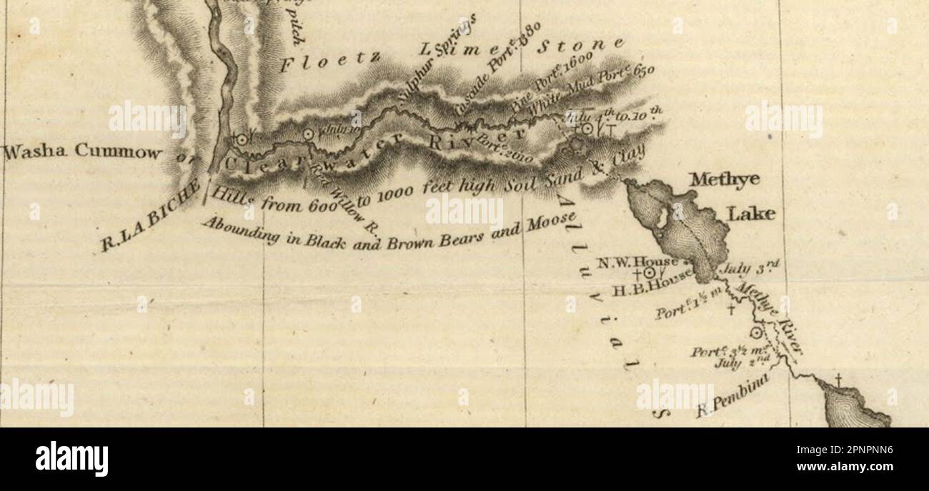 This section of John Franklin's 1819-20 expedition map Stock Photo - Alamy
