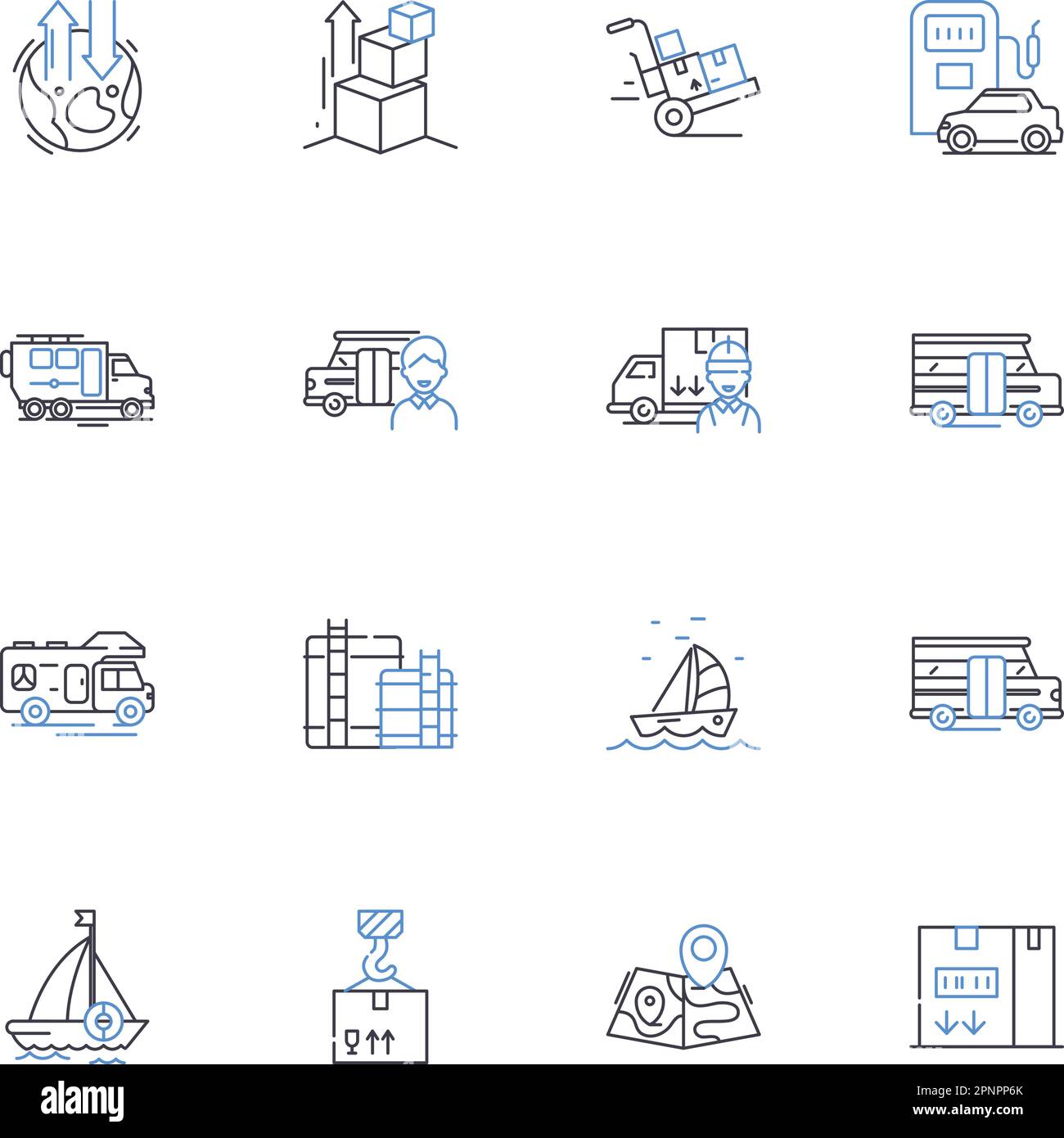 Moving line icons collection. Relocation, Packing, Loading, Unpacking ...