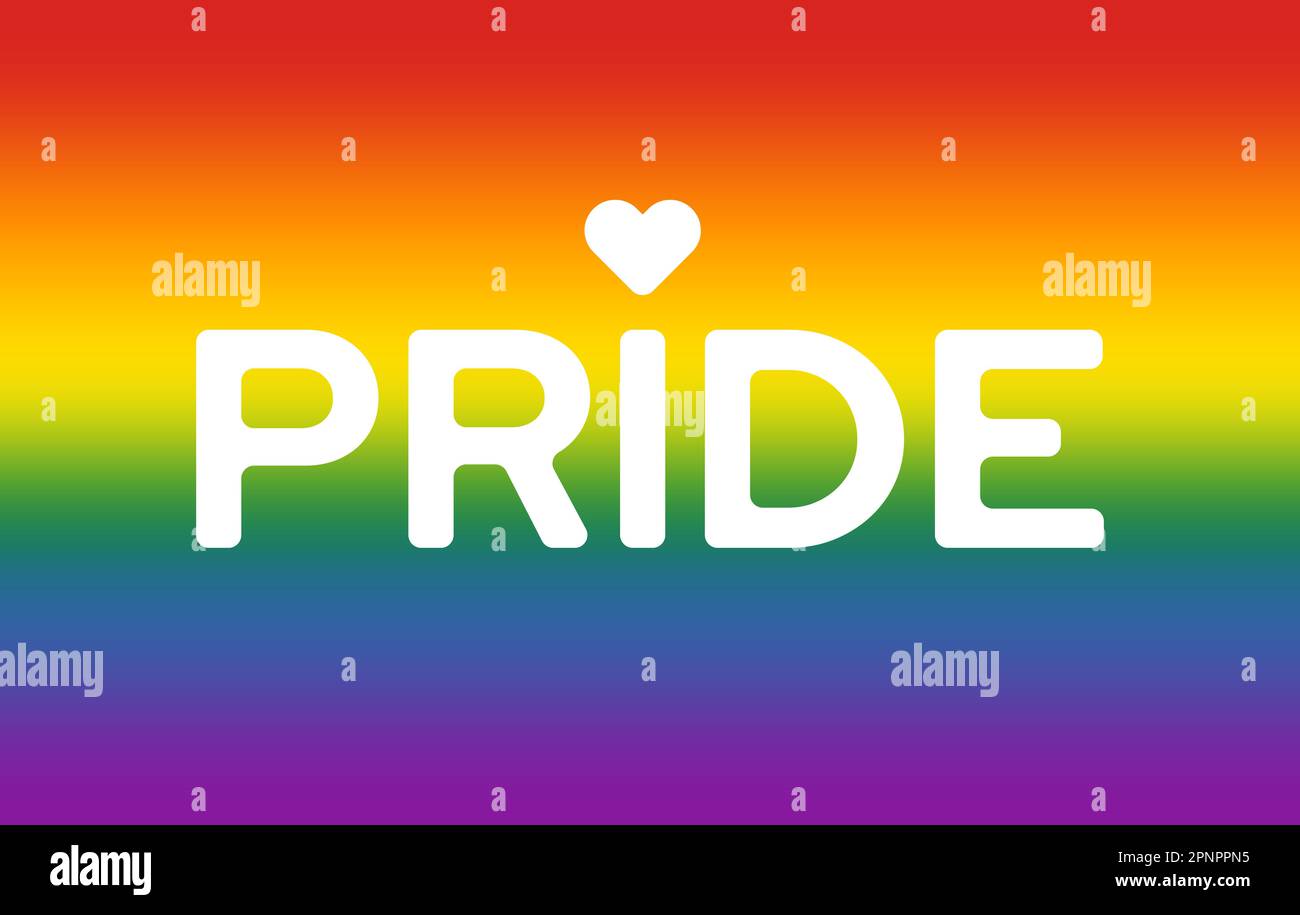 Pride flag gradient background with text Pride and hearth shape symbol ...