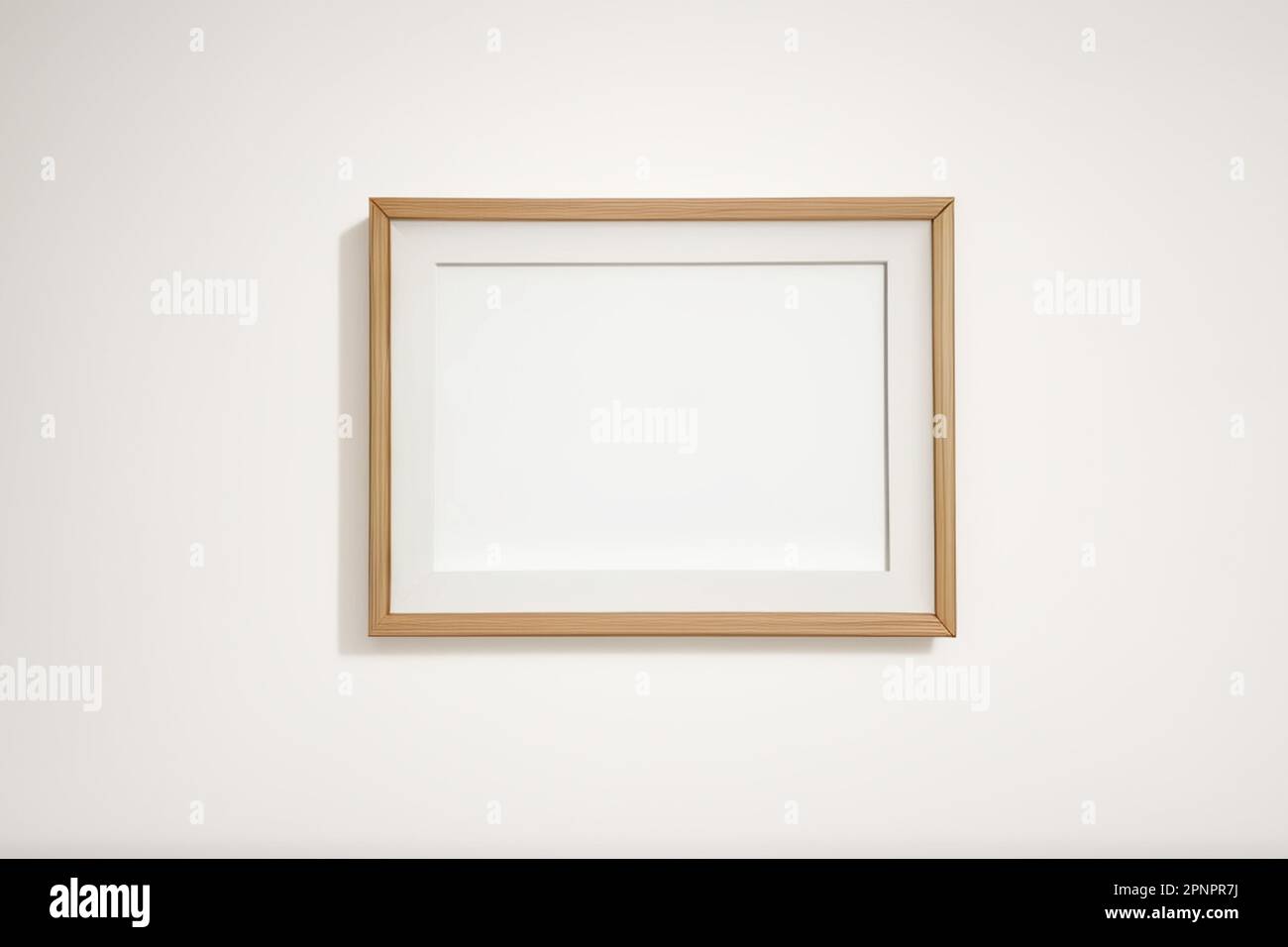 Wooden frame for pictures with rectangular horizontal shape on white ...