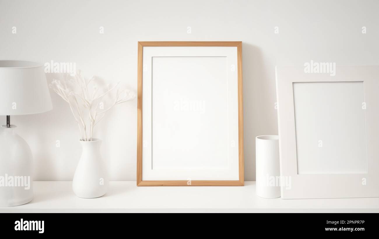 Light wooden frame for pictures with rectangular vertical shape on ...