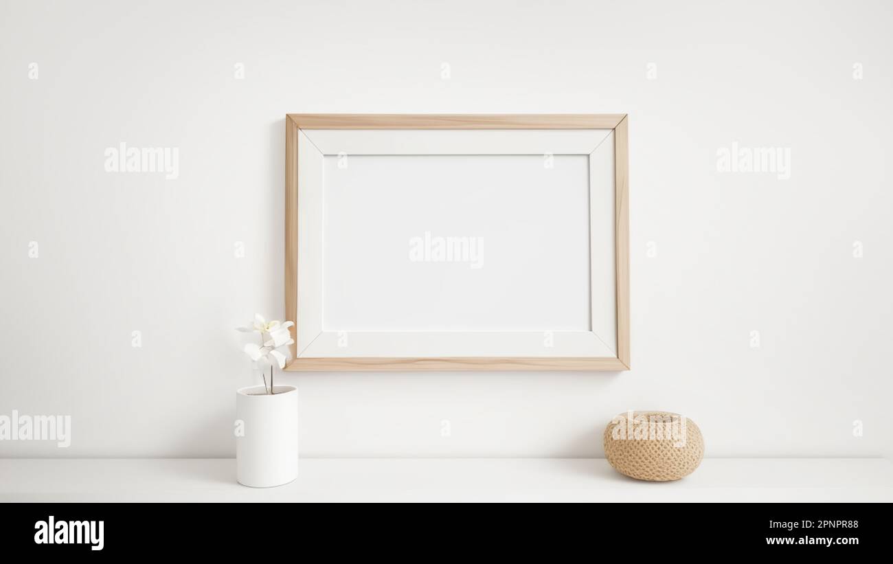 Light wooden frame for pictures with rectangular horizontal shape on ...