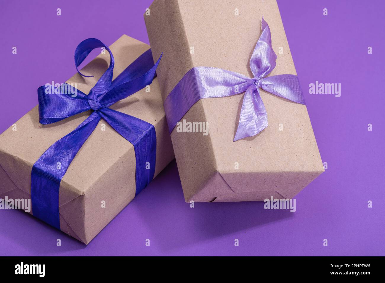 Zero waste gift concept. Wrapped in craft paper surprise box for ...