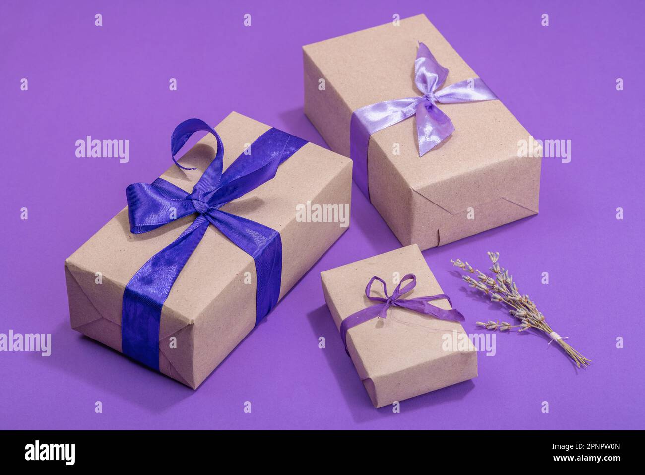 Zero waste gift concept. Wrapped in craft paper surprise box for ...
