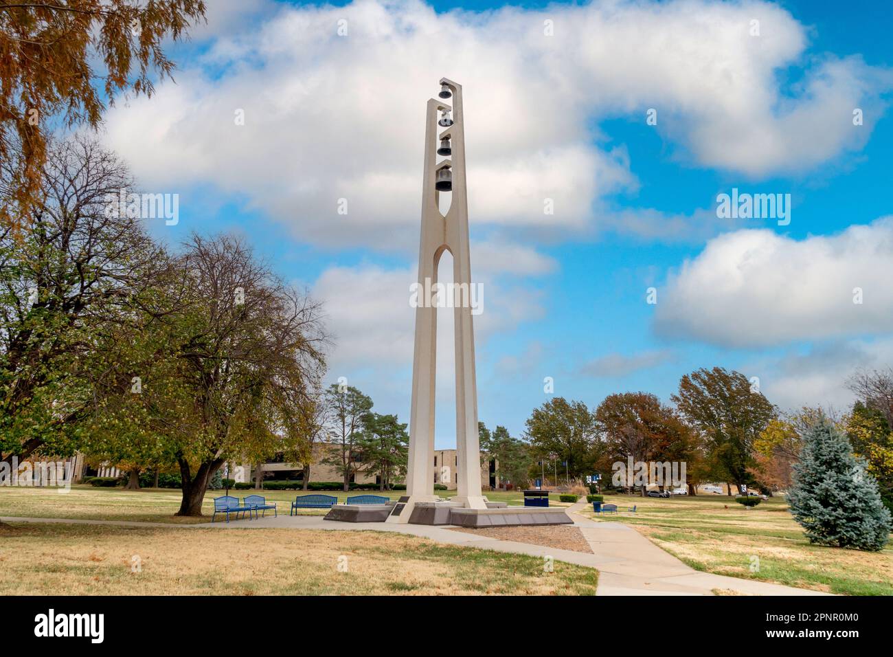 TOPEKA, KS, USA – NOVEMBER 3, 2022: Kuehne Bell Tower on the campus of ...