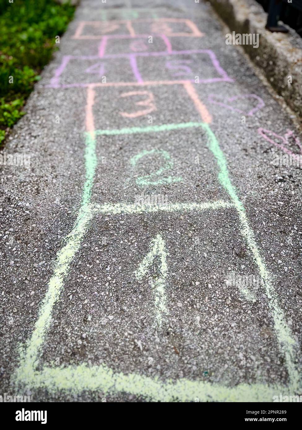 Close-Up hopscotch drawing on an asphalt path Stock Photo - Alamy