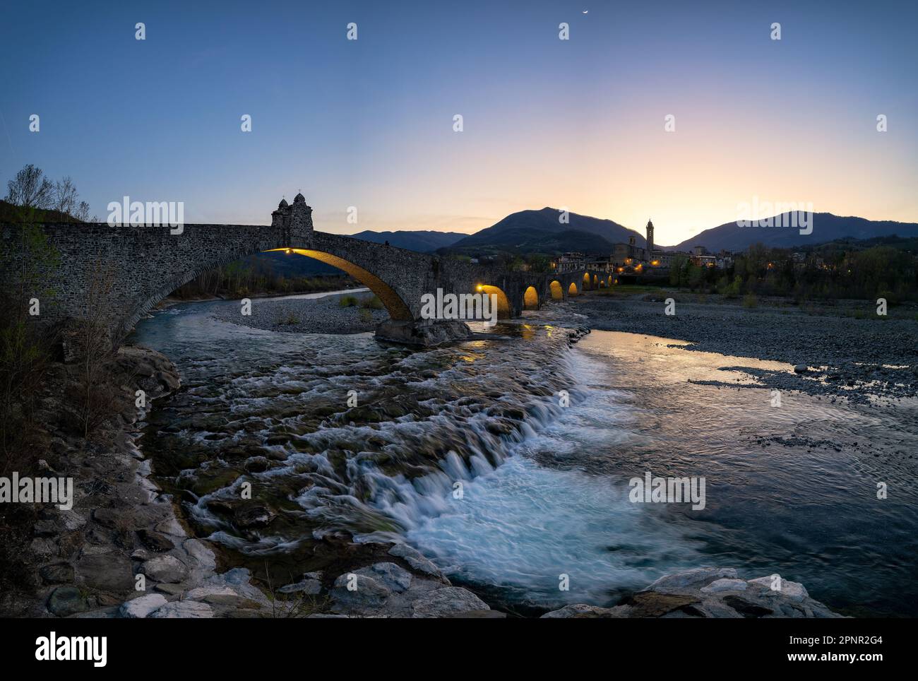 Ponte del Diavolo over the river Trebbia, Bobbio, Emilia Romagna, Italy ...